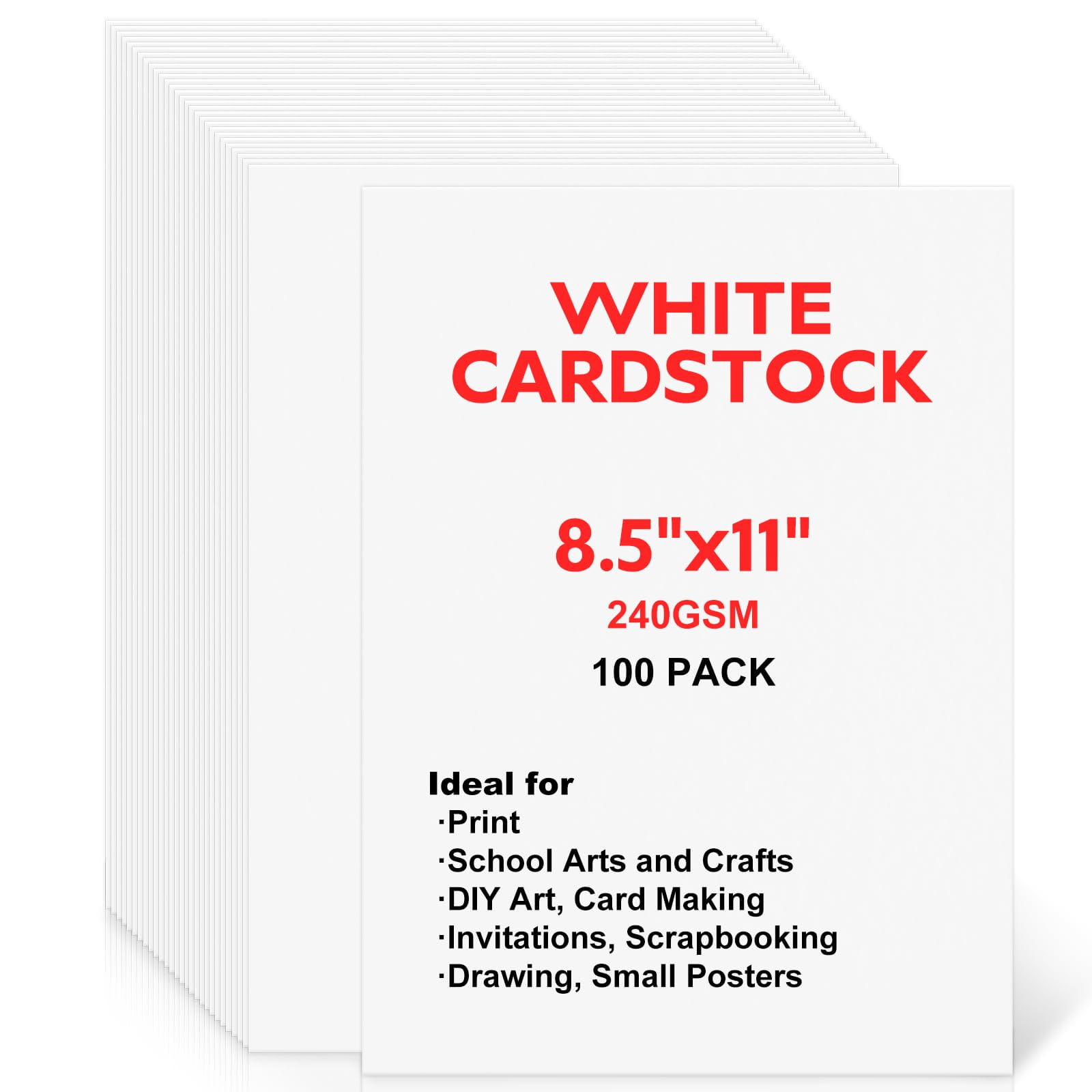 White Cardstock 8.5 x MMF7 11 in, 240GSM Card Stock Bulk for School ...