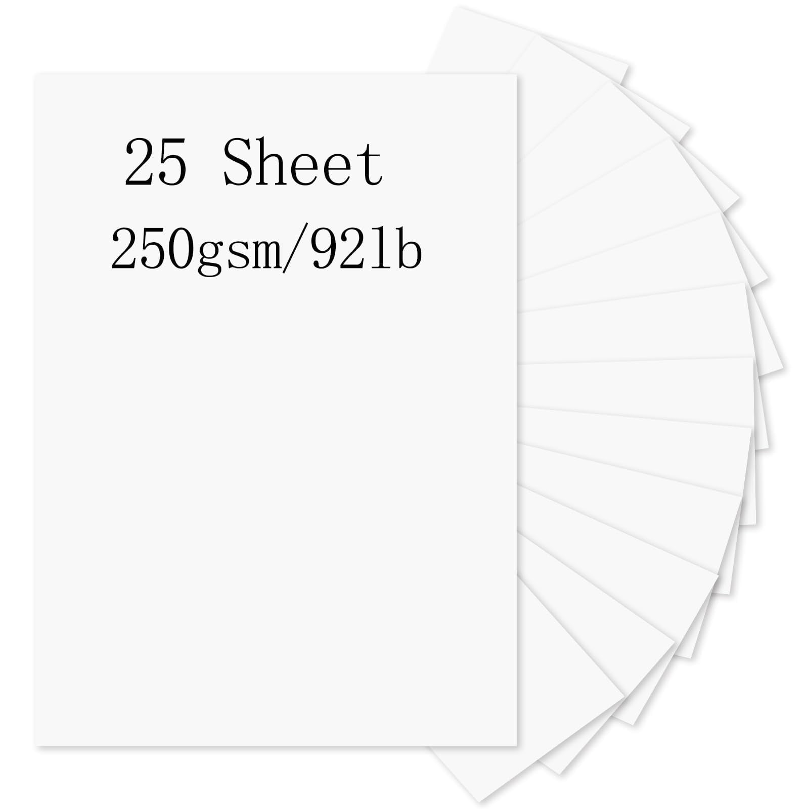 Pinovk White Cardstock, 25 Sheets 8.5 x 11 White Paper, 250gsm/92lb ...