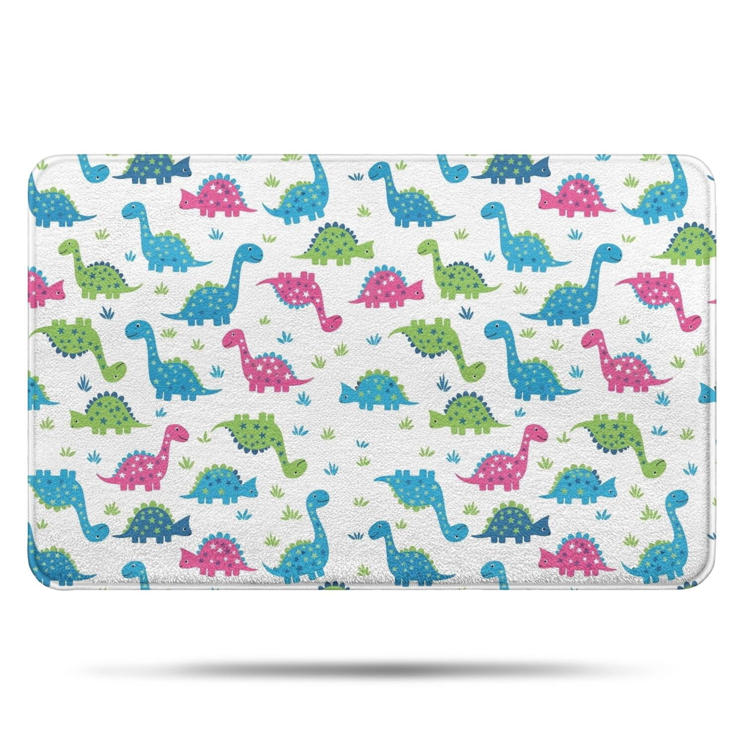 White Cartoon Dinosaurs Bathroom Rugs Mat,Non Slip Microfiber Bathroom ...