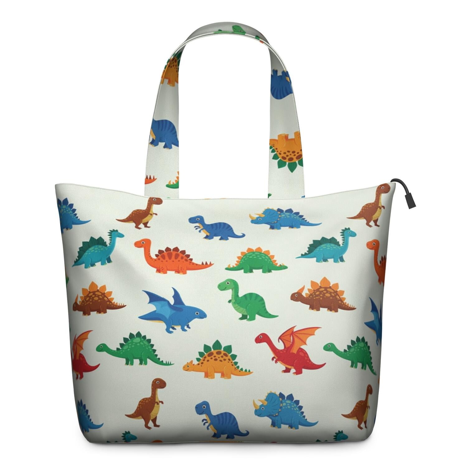 White Cartoon Dinosaurs Pattern Travel Tote Bags for Women Carry On ...