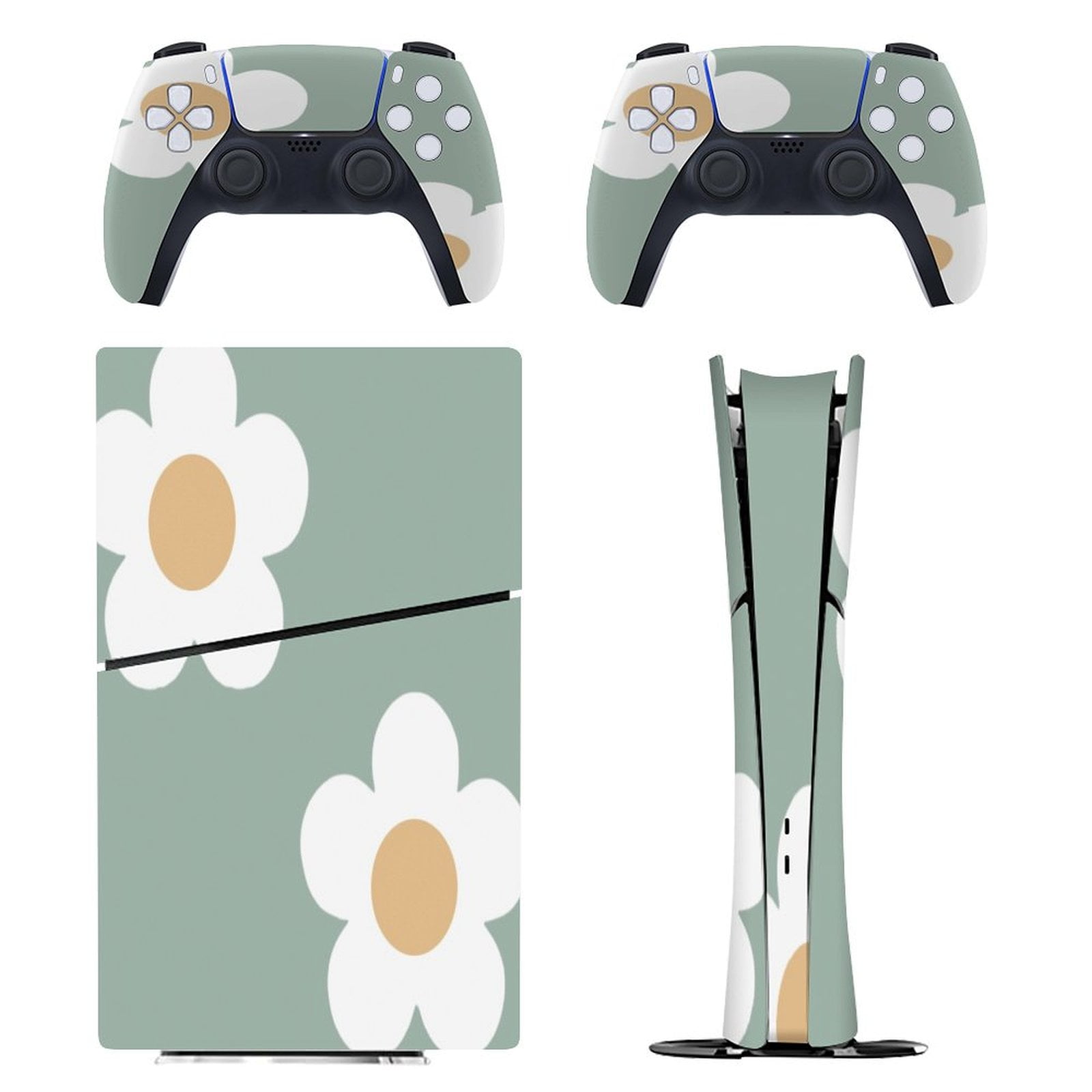 White Cartoon Flowers PS5/PS5 Pro/PS5 Slim Digital Disc Skin Sticker ...