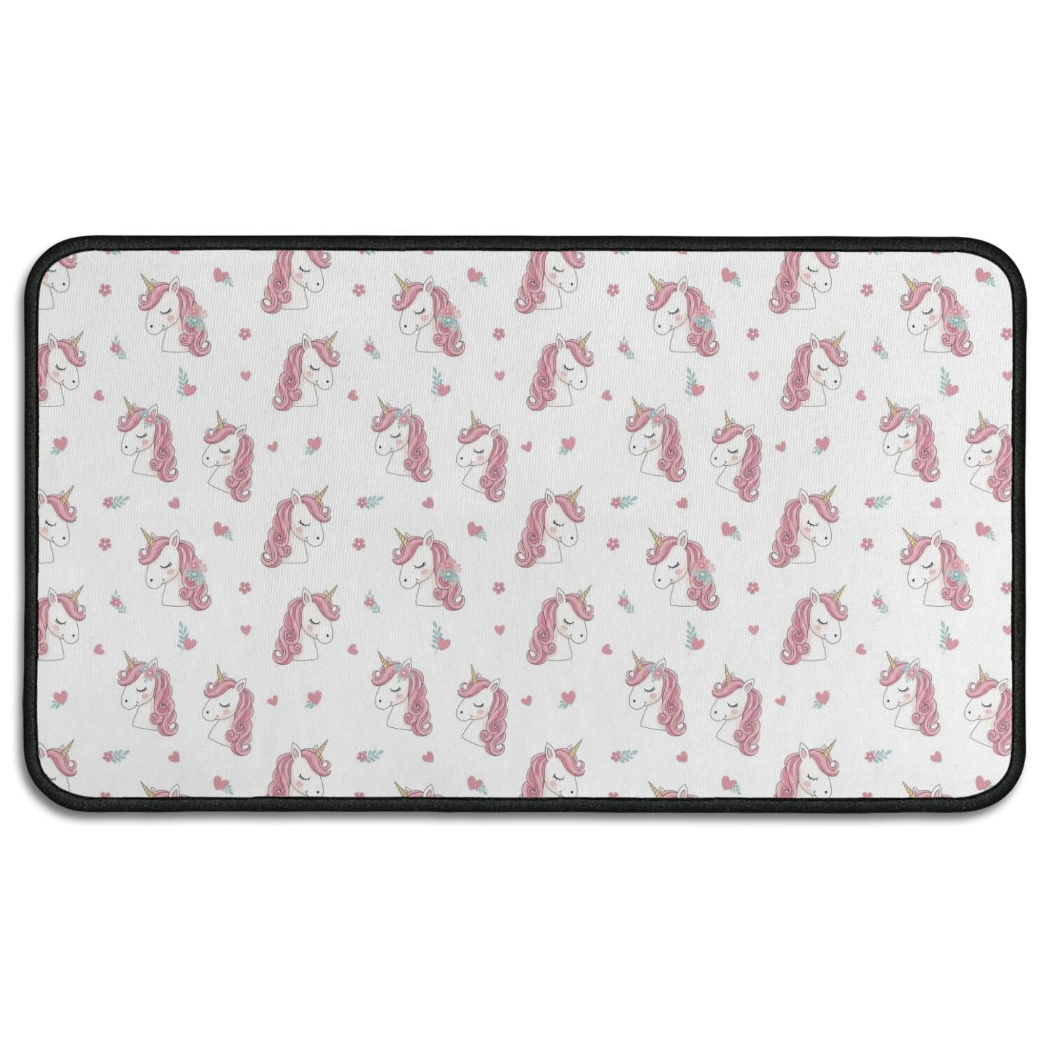 White Cartoon Unicorn Face Pattern Door Rugs,Washable Non Slip Door ...
