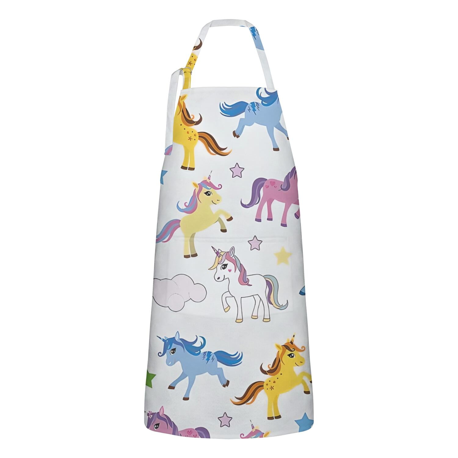 White Cartoon Unicorn Star Rainbow Cloud Apron-Garden Aprons for Women ...