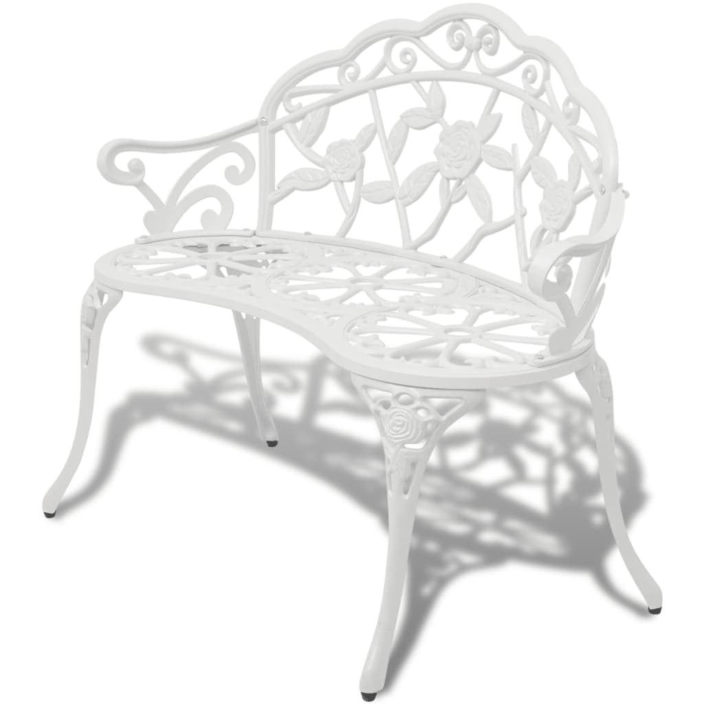White Cast Aluminum Patio Bench - Rust-resistant, Weatherproof, Easy ...