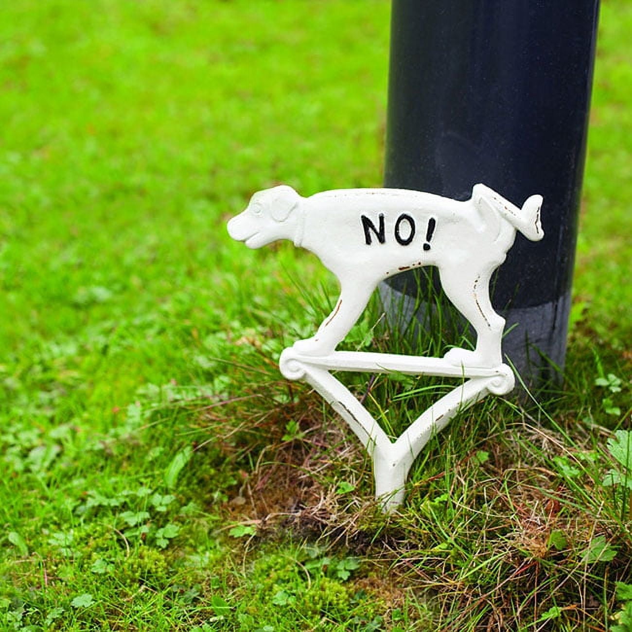 White Cast Iron "NO!" Dog Peeing Yard Sign - Walmart.com