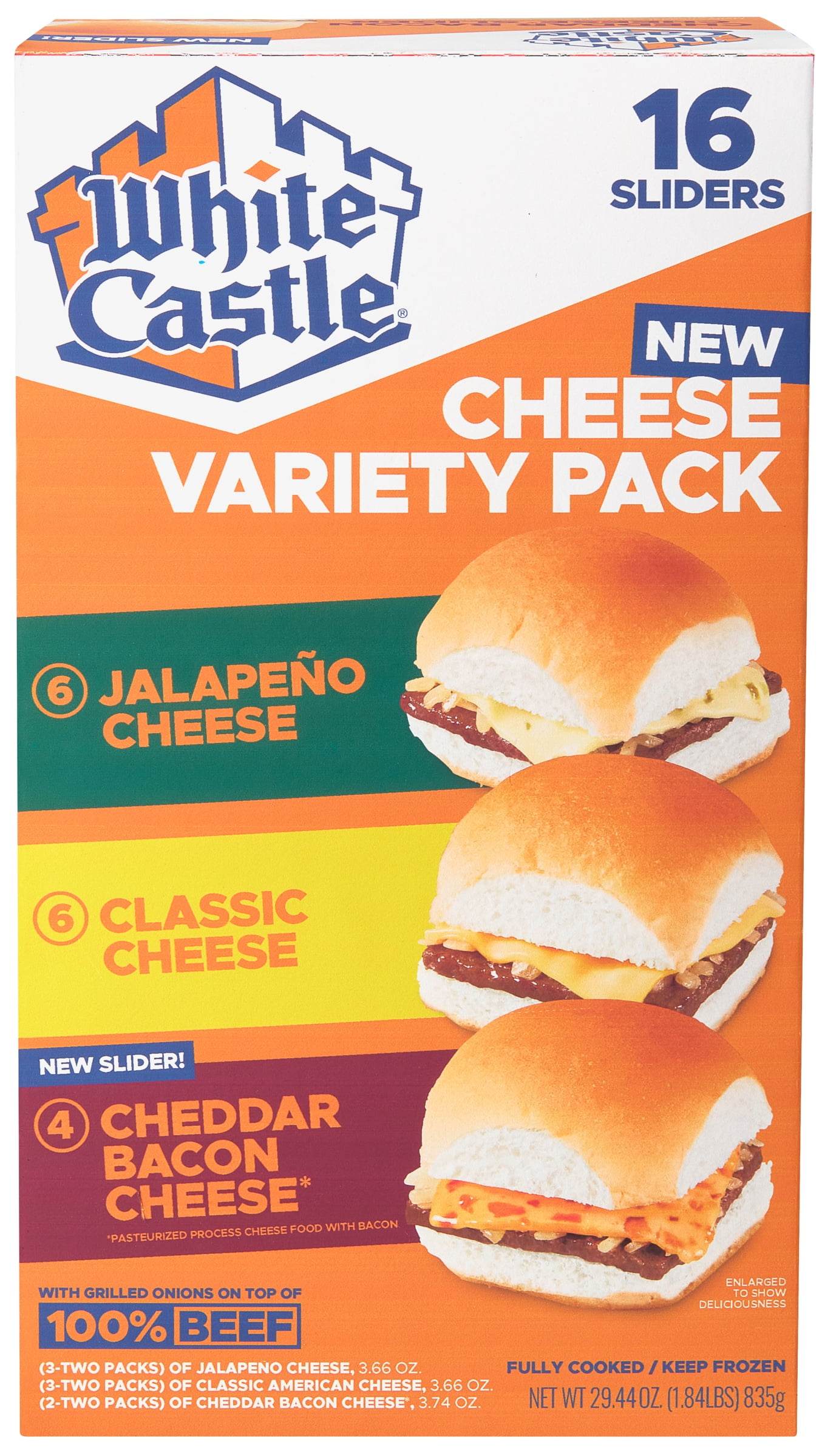 White Castle Cheese Slider Variety Pack, 29.44 oz, 16 Ct (Frozen ...