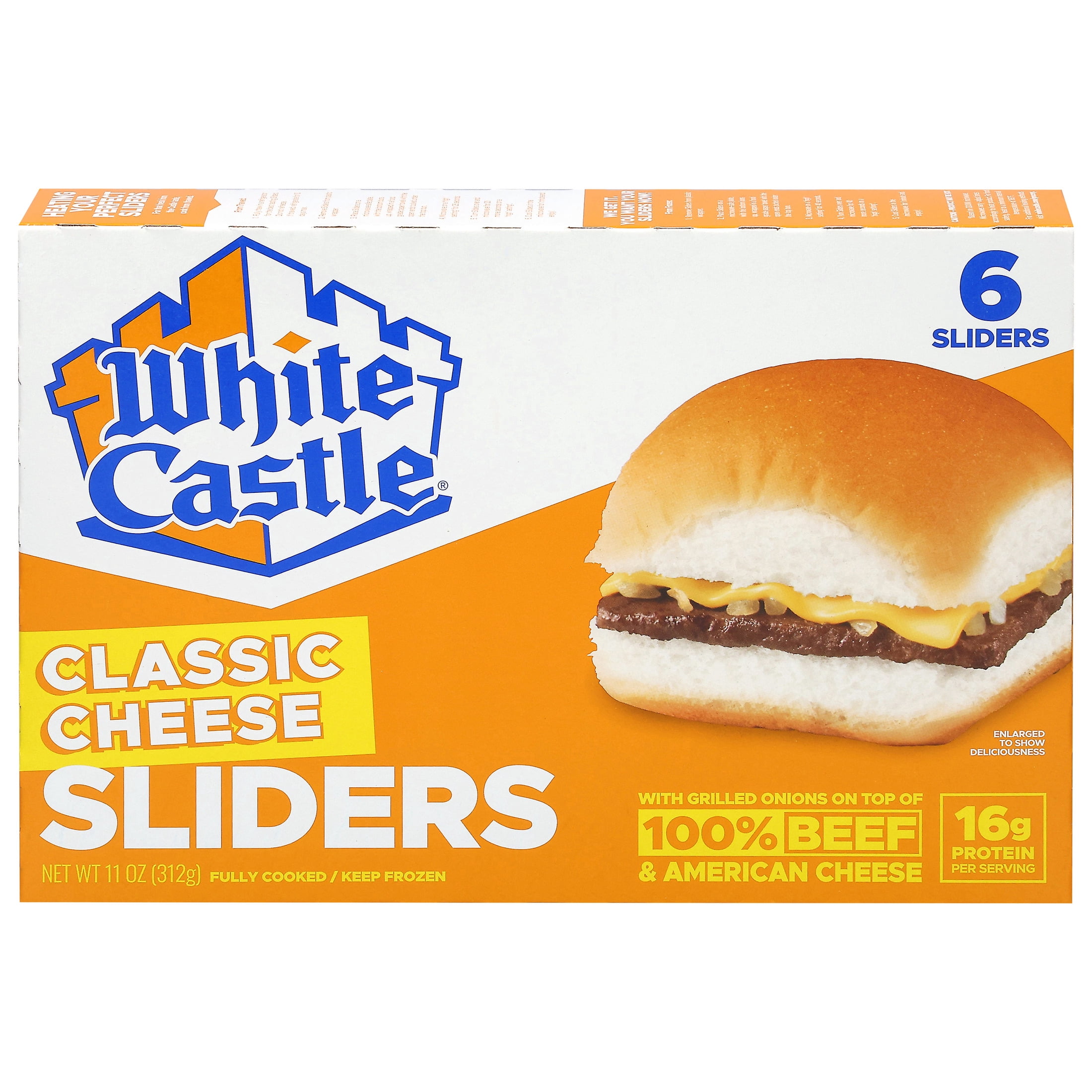 White Castle Frozen Cheese Sliders 11 oz 6 Count with Fully Cooked Beef ...
