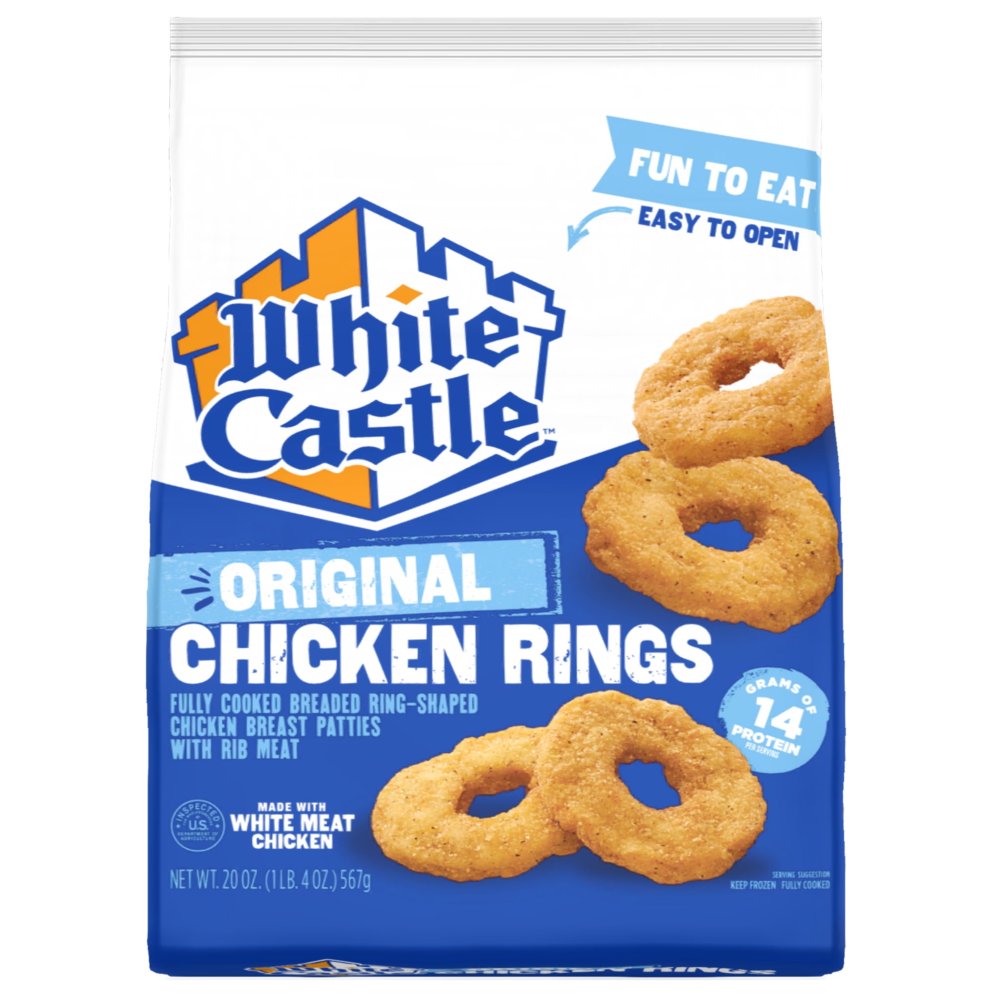 White Castle Frozen Original Chicken Rings 20oz Bag Crispy White Meat Chicken Snack - Walmart.com
