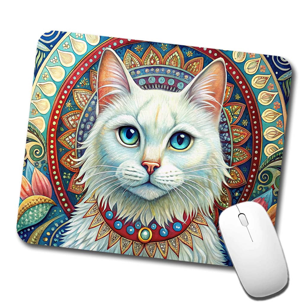 White Cat Bohemian Art Mouse Pad Low Profile Gaming Mat - Walmart.com