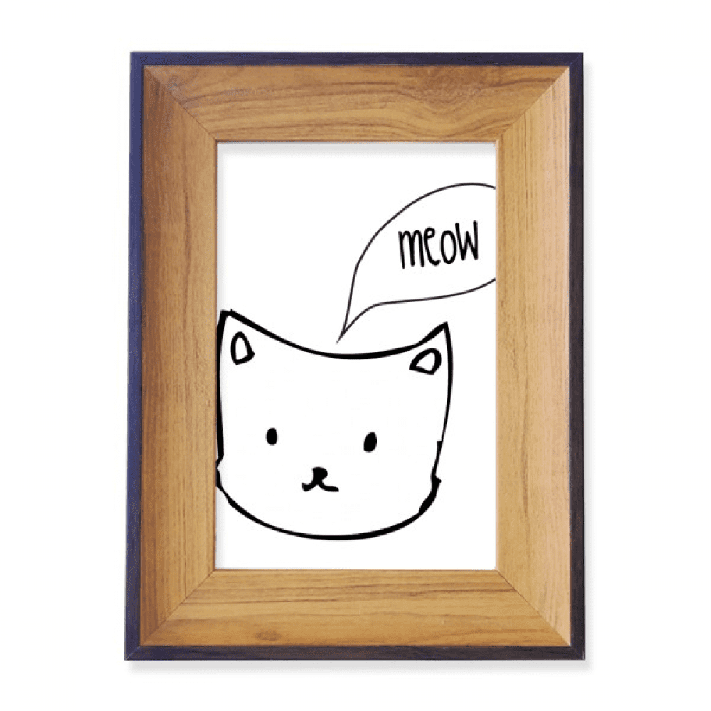 White Cat Head Mewing Animal Photo Frame Exhibition Display Art Desktop ...