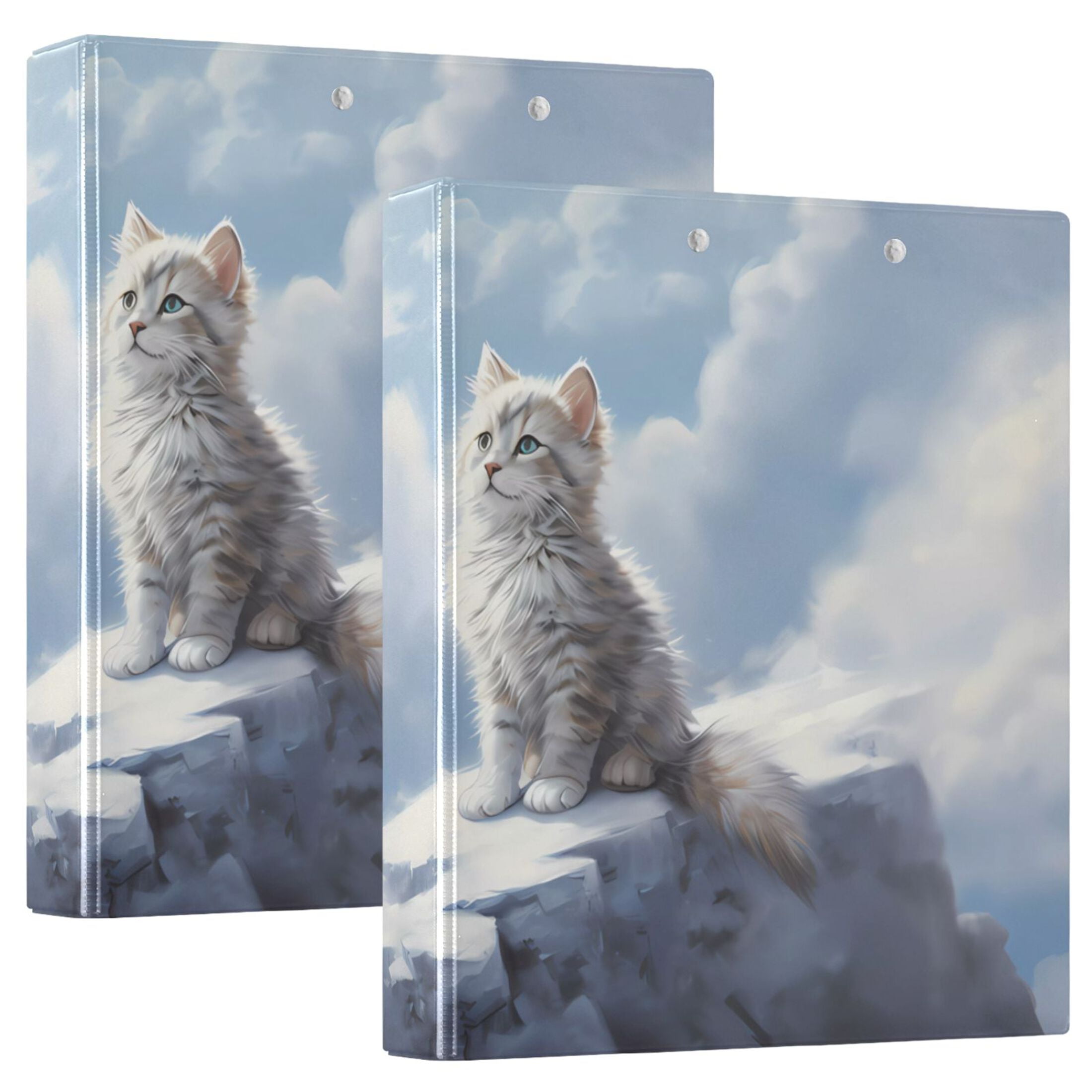 White Cat Iceberg Clouds 3 Ring Binders 1.5 inch Hardcover File Folders ...
