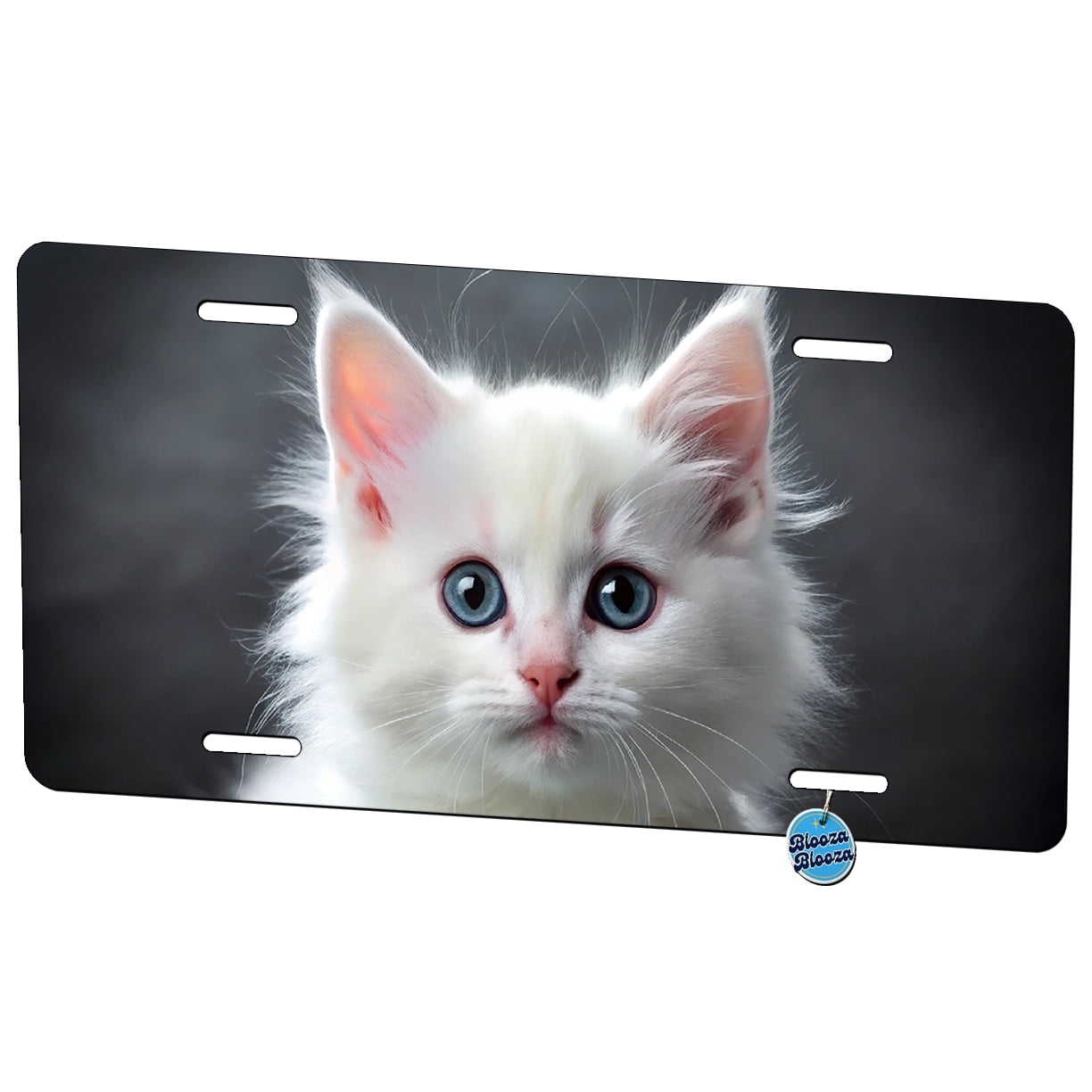 White Cat Kitten Photo Metal Novelty License Plate - Walmart.com