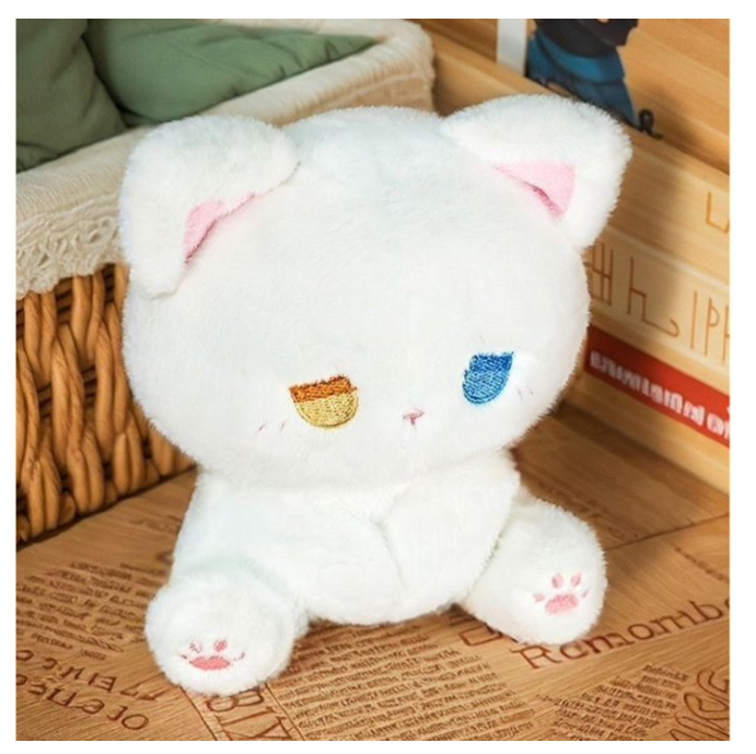 White Cat Stuffed Animals, 6.3 inch Stuffed Animals White/Black Cat ...