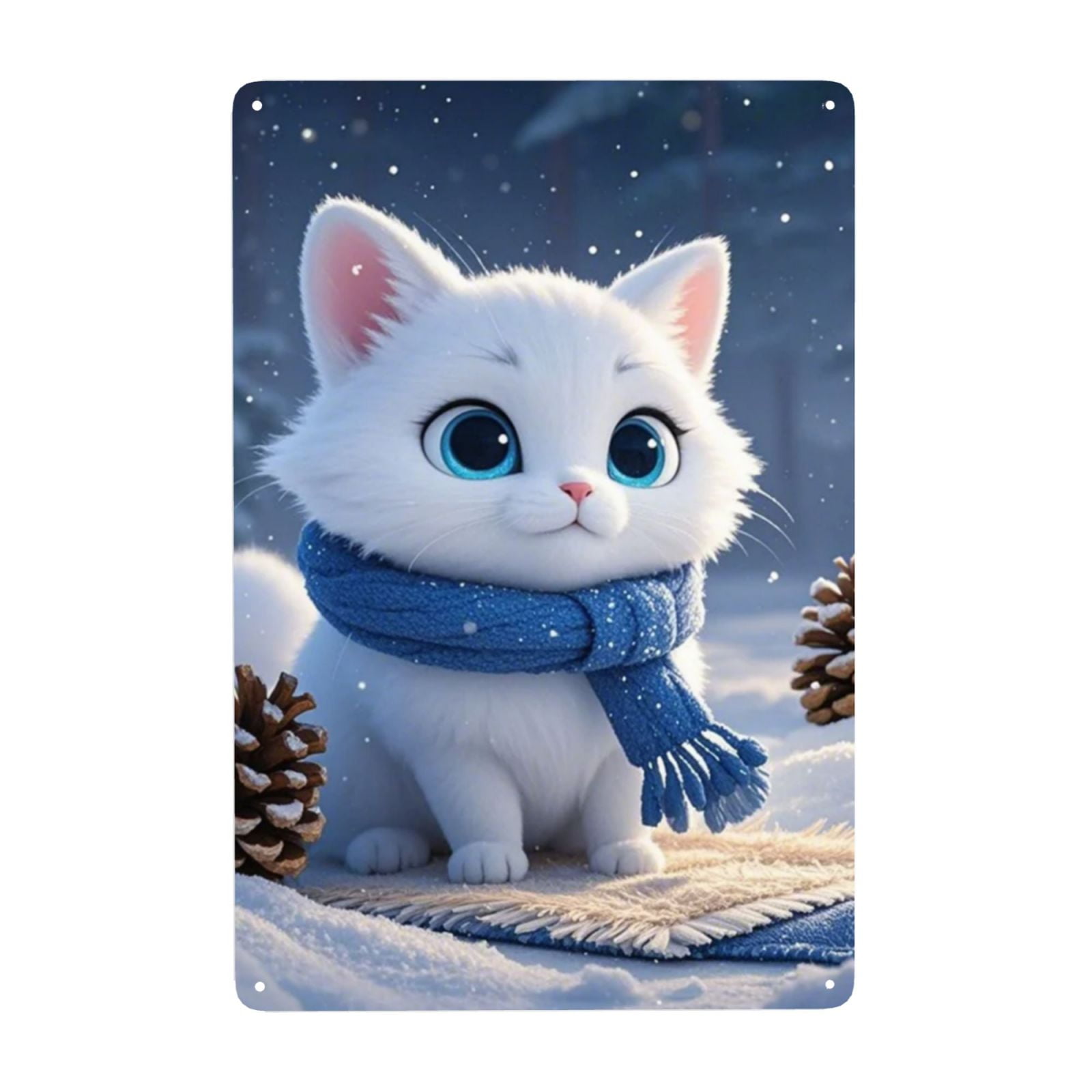 White Cat Vintage Wall Art Vintage Wall Decor,Cool Cat 8x12 Inch For ...