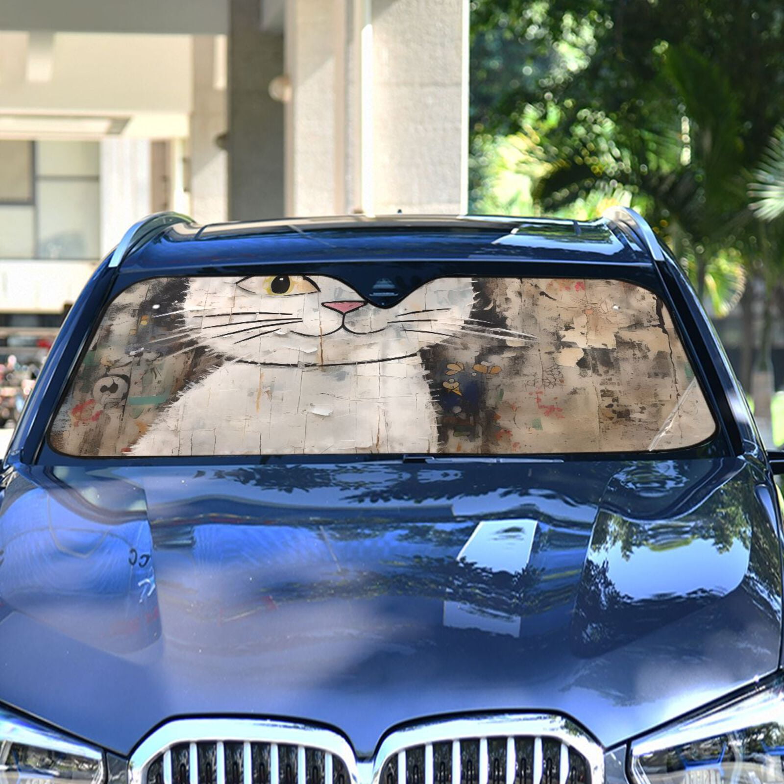 White Cat in Wall Automotive Front Car Windshield Sun Shade Reflector ...