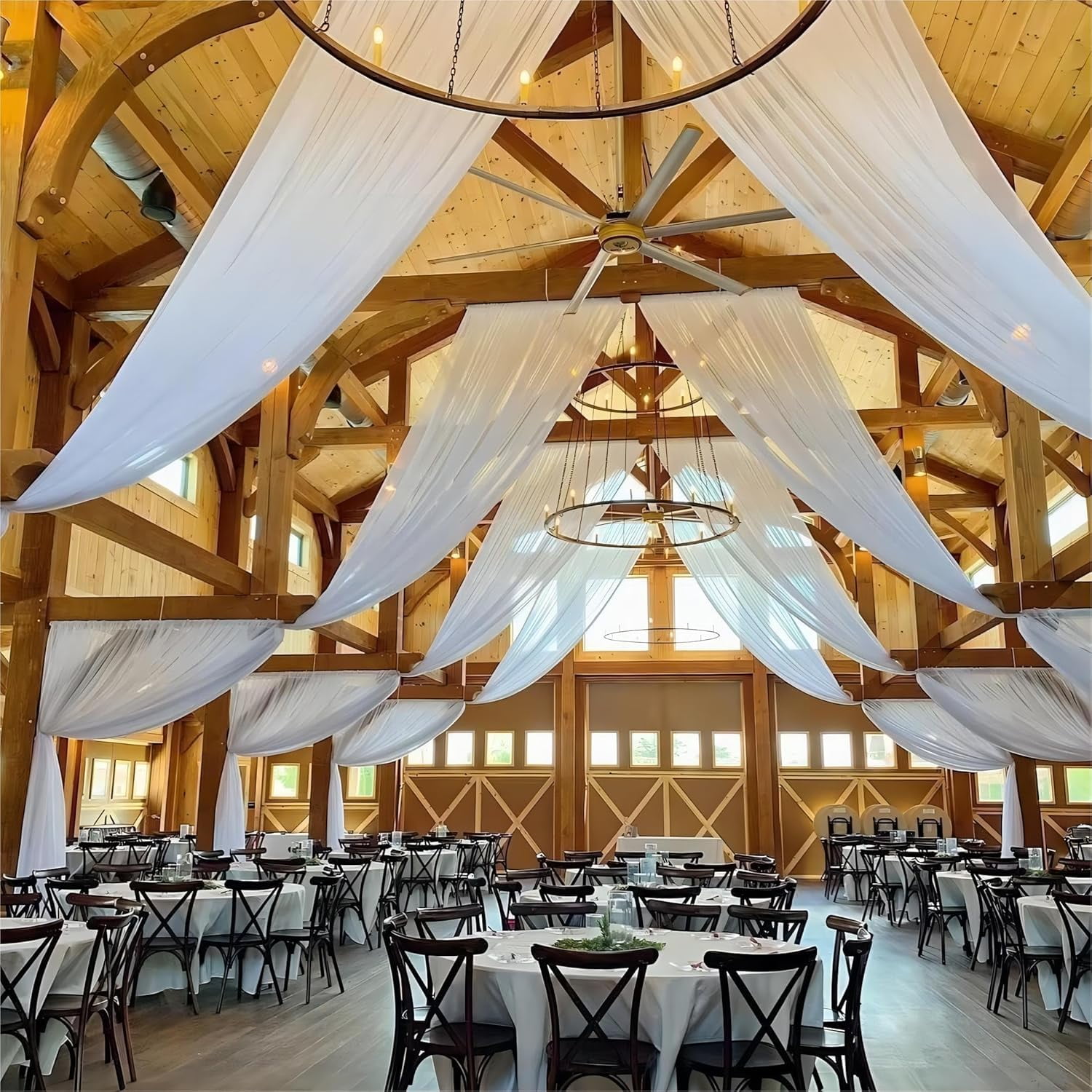 White Ceiling Drapes with 6 Panels for Weddings, Cheesecloth Sheer ...