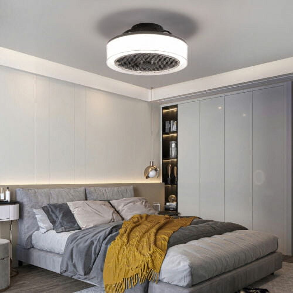 White Ceiling Fan Pendant Lighting LED Stepless Dimmable with Remote ...
