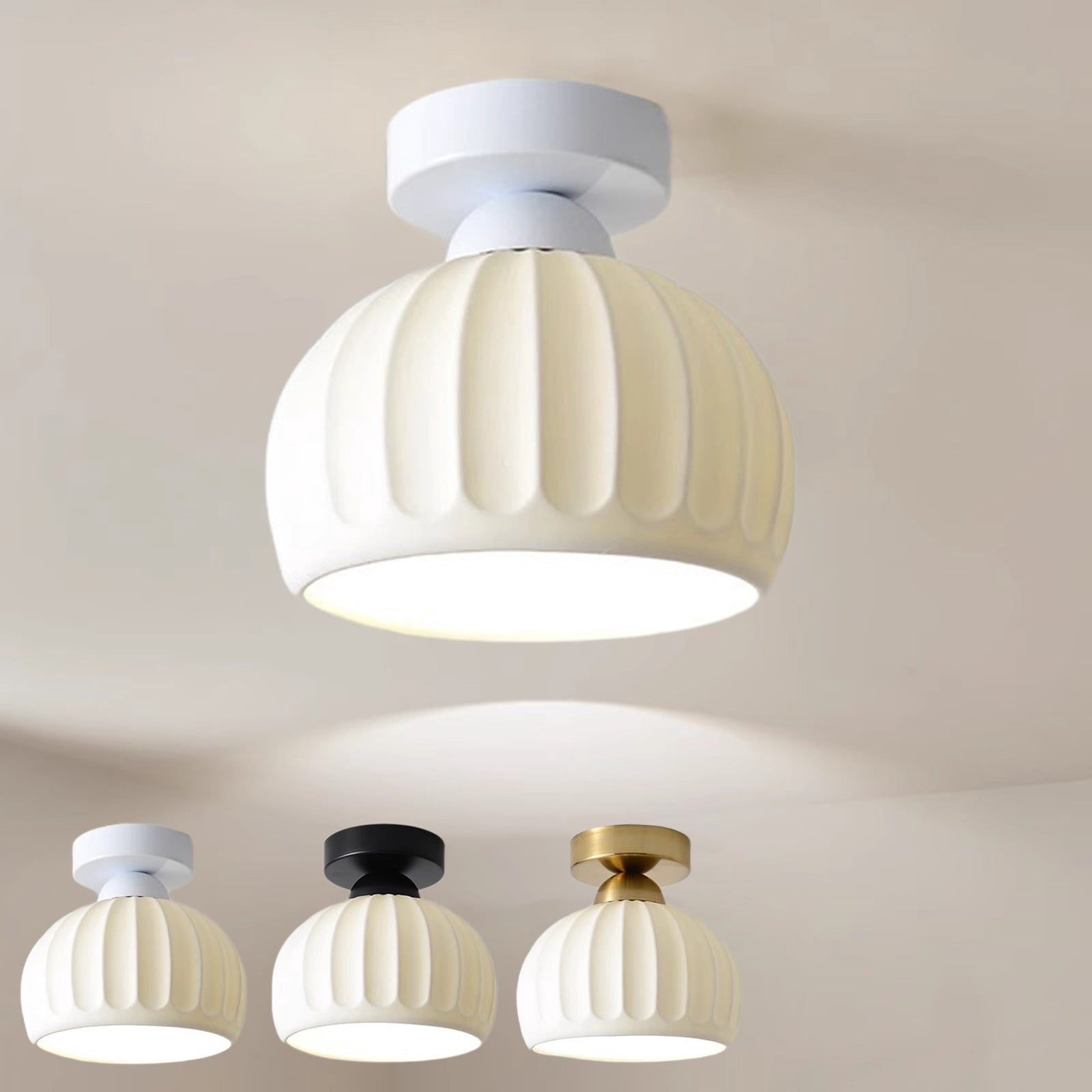 White Ceramic Balcony Ceiling Light, Energy-Efficient LED, Modern ...