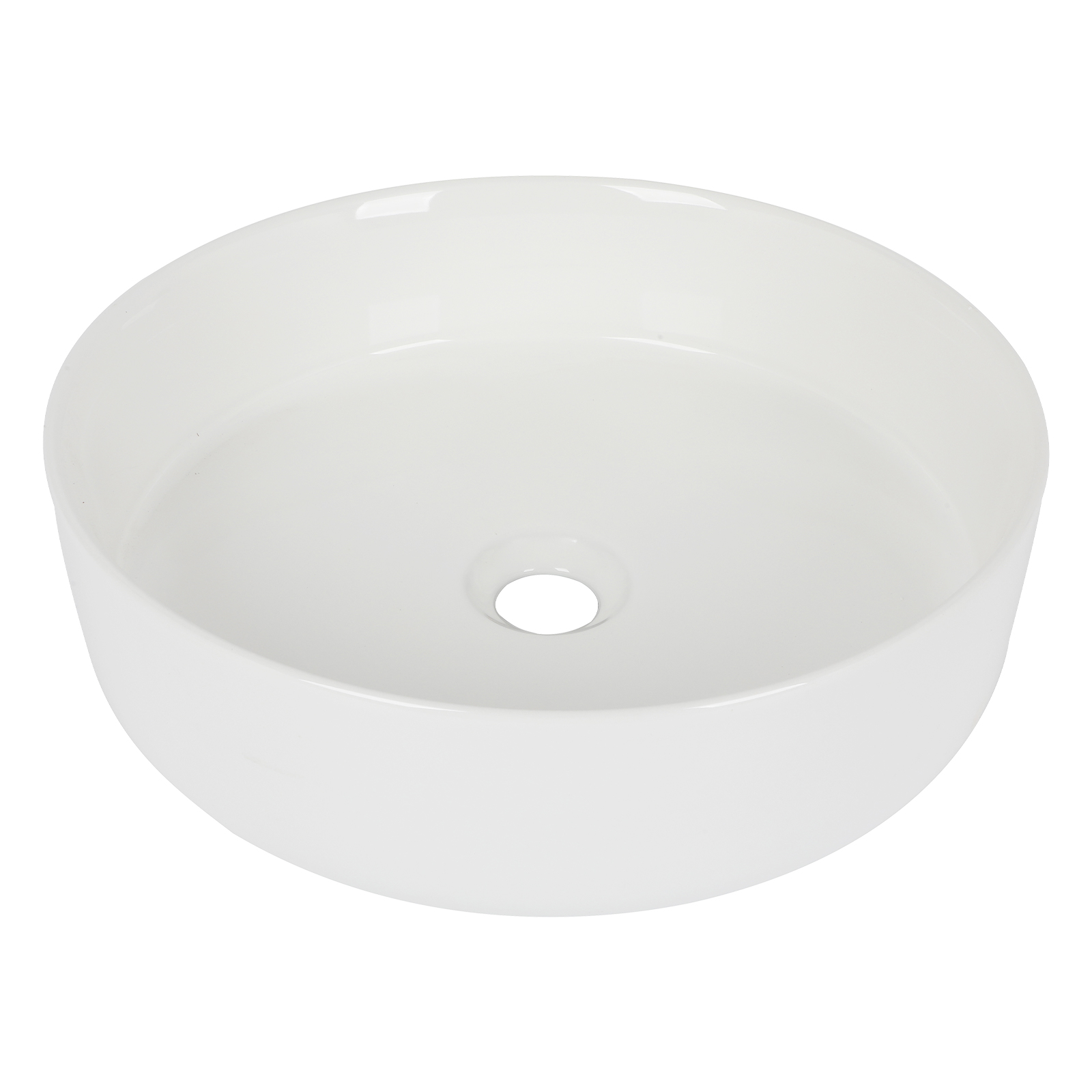 White Ceramic Bathroom Sink 16 inch Round Countertop Sink Bathroom Wash ...