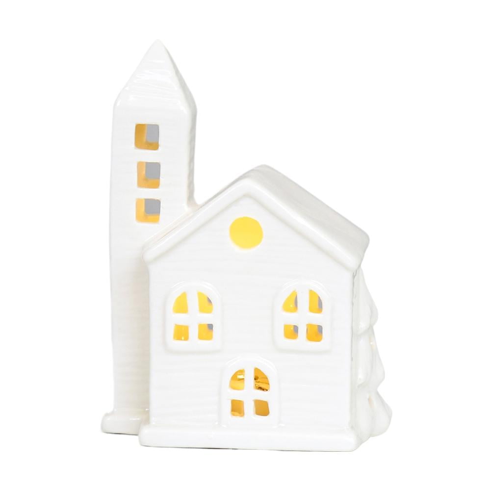 White Ceramic Christmas Village Houses, Christmas Village Sets, LED ...