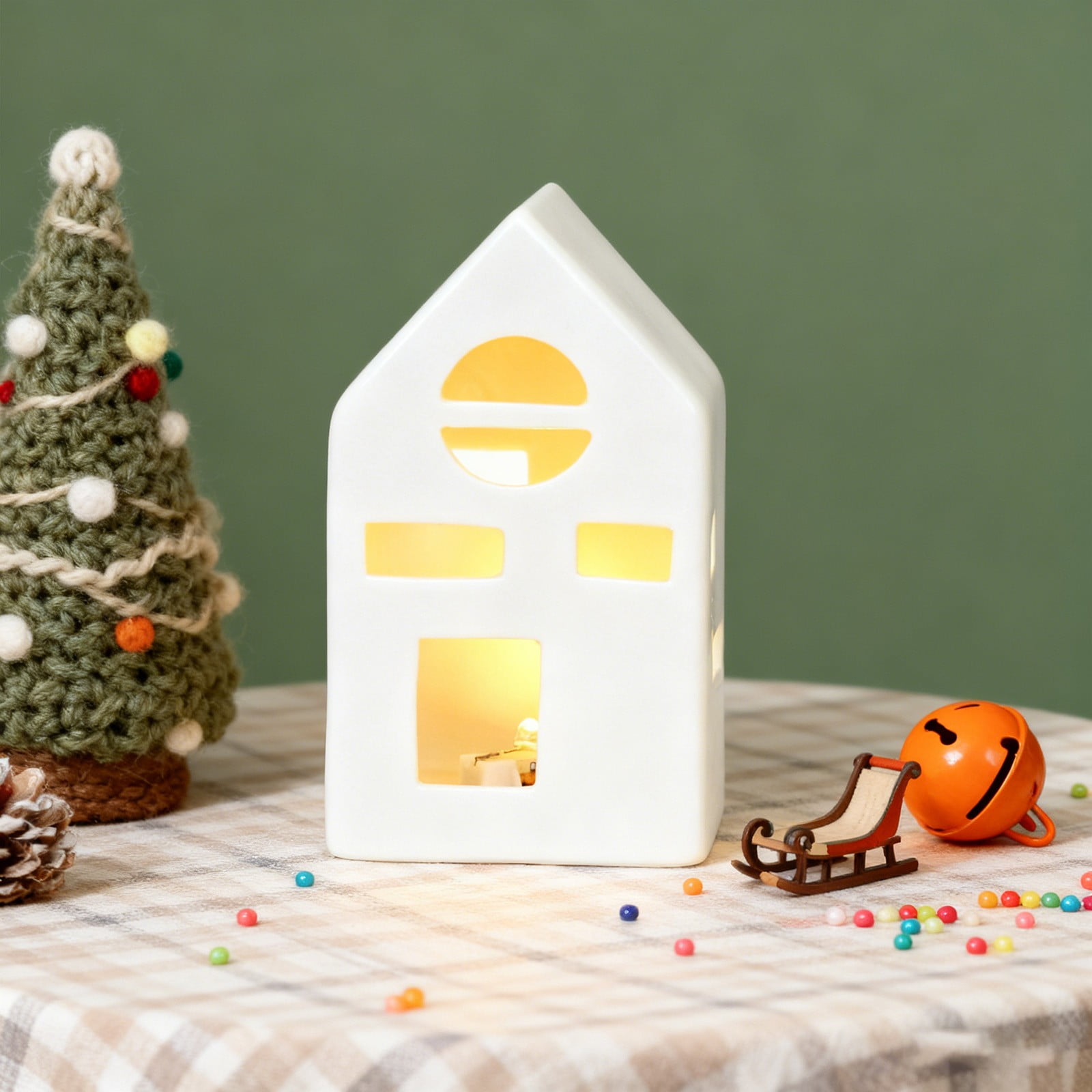 White Ceramic Christmas Village Houses – LED Lighted Porcelain Village ...