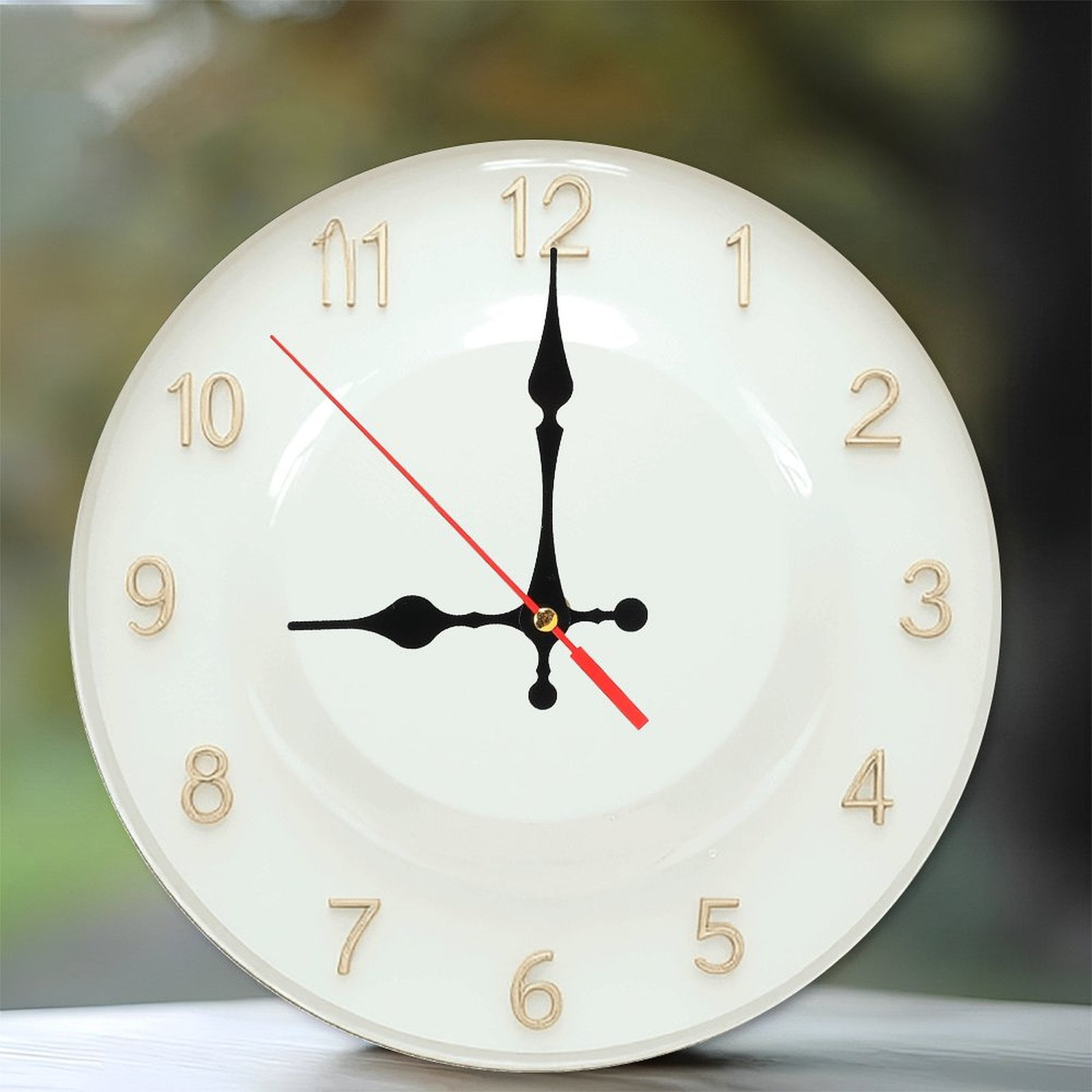 White Ceramic Clock Face Number Kit 10-Inch Silent Wooden Wall Clock ...