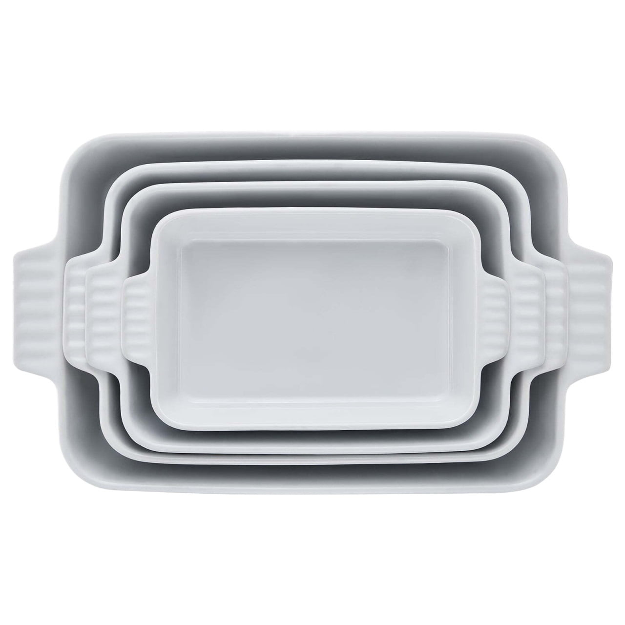 White Ceramic Cookware, 9" x 13", Set of 4, Rectangular Oven-Safe ...
