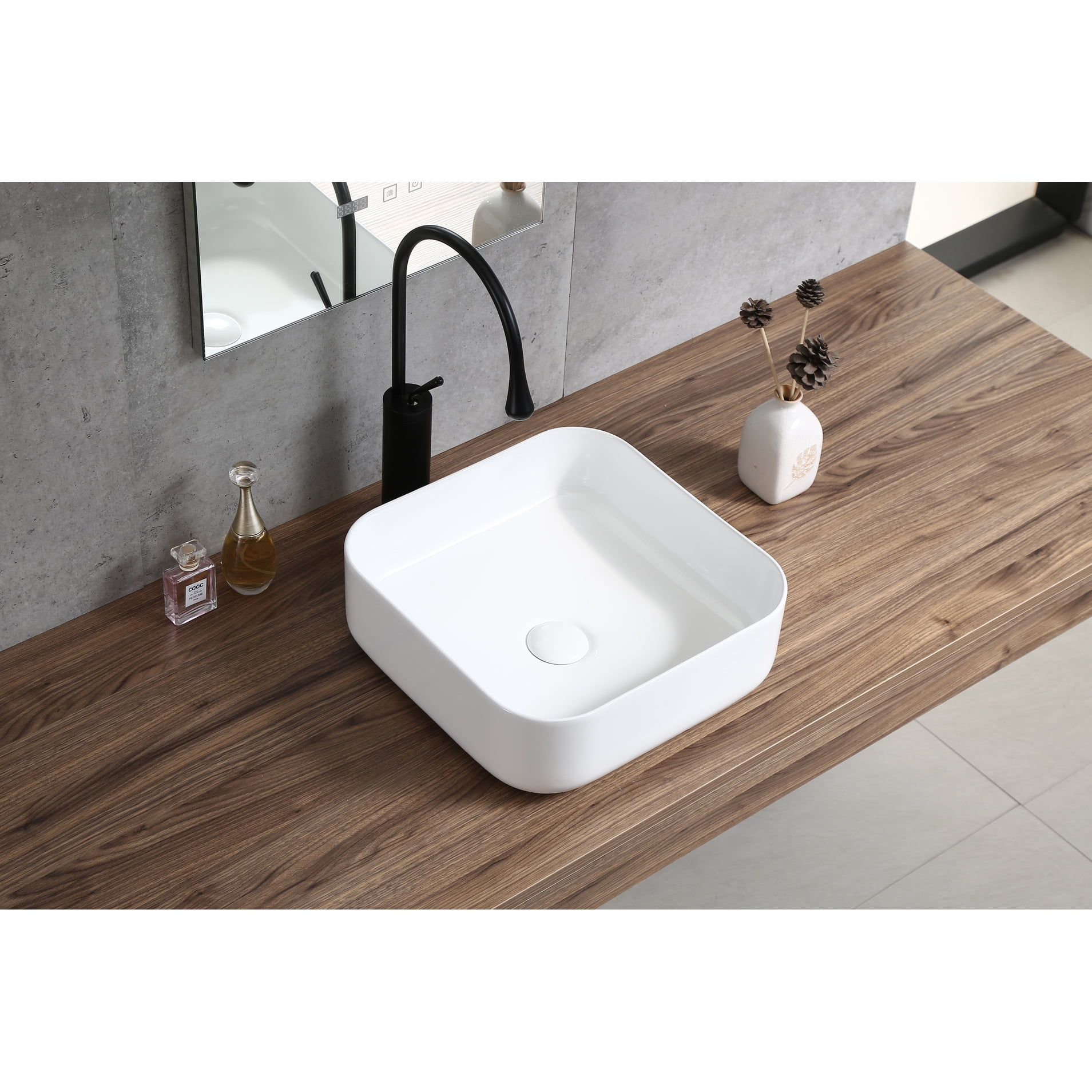 White Ceramic Countertop Wash Basin - Glossy, Enhances Bathroom ...