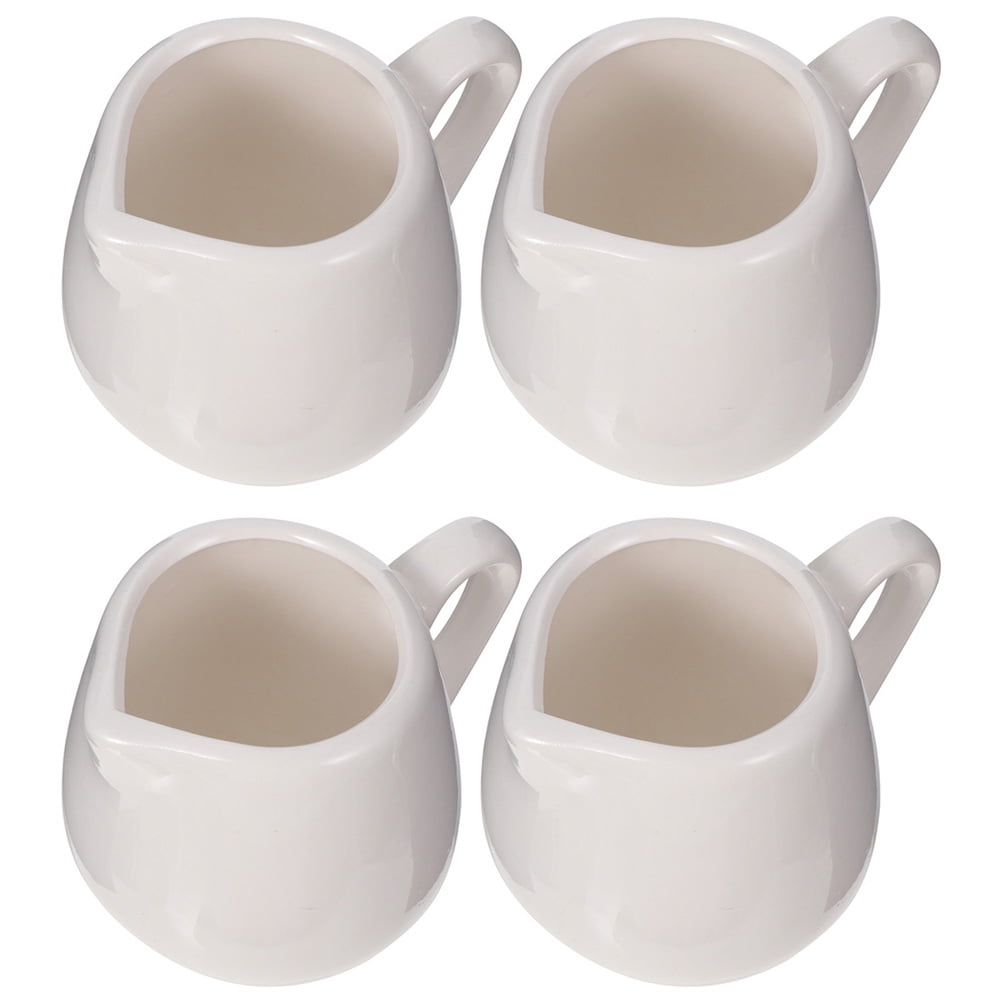White Ceramic Creamer Pitcher: 4Pcs 50ml Coffee Creamer Pitcher with ...