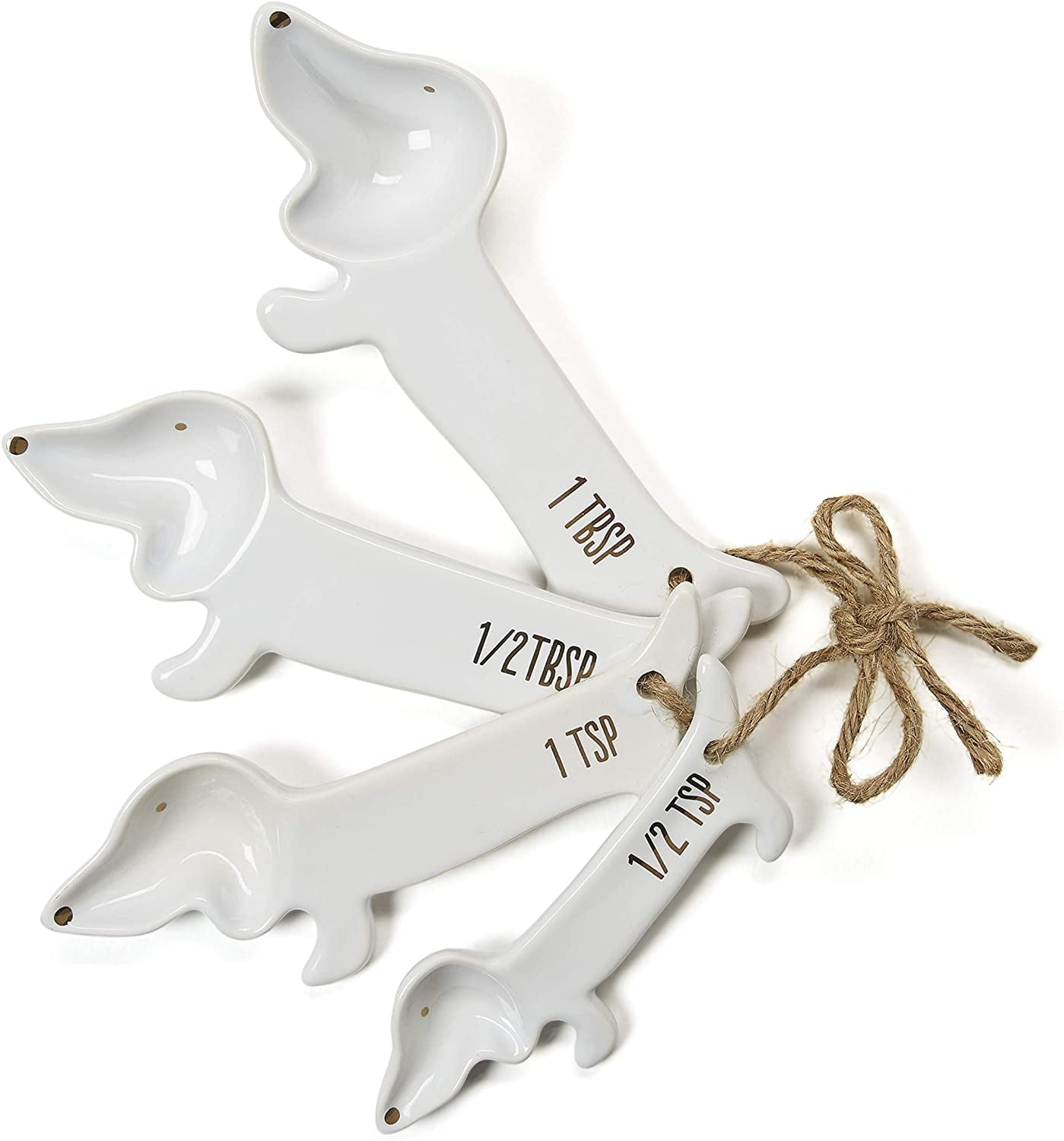 White Ceramic Dog Themed Kitchen Utensils: Measuring Cups and Spoons ...