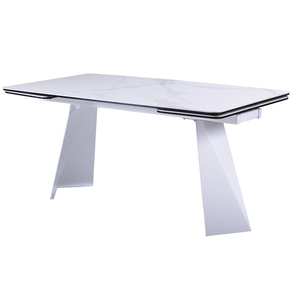 White Ceramic Extension Dining Table with White Metal leg - Walmart.com