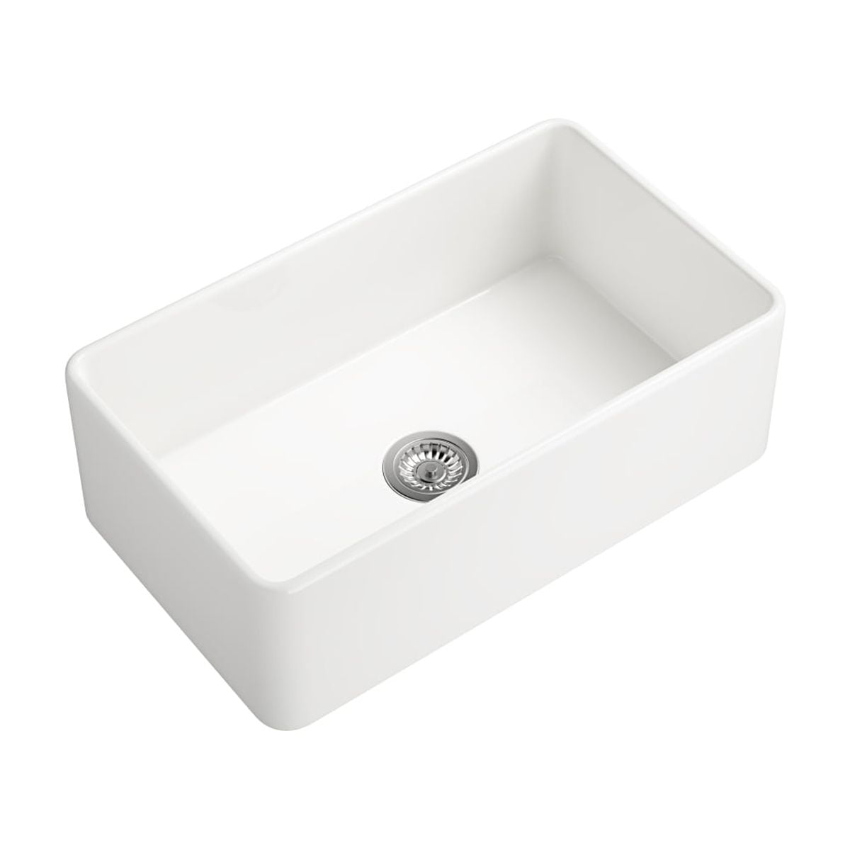 White Ceramic Farmhouse Sink with Apron Front - 30x18 Inch Undermount ...