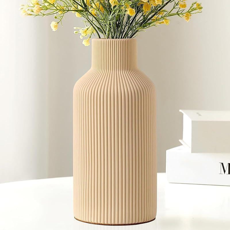 White Ceramic Flower Vase, Minimalist Decor, Modern Home Decorative ...