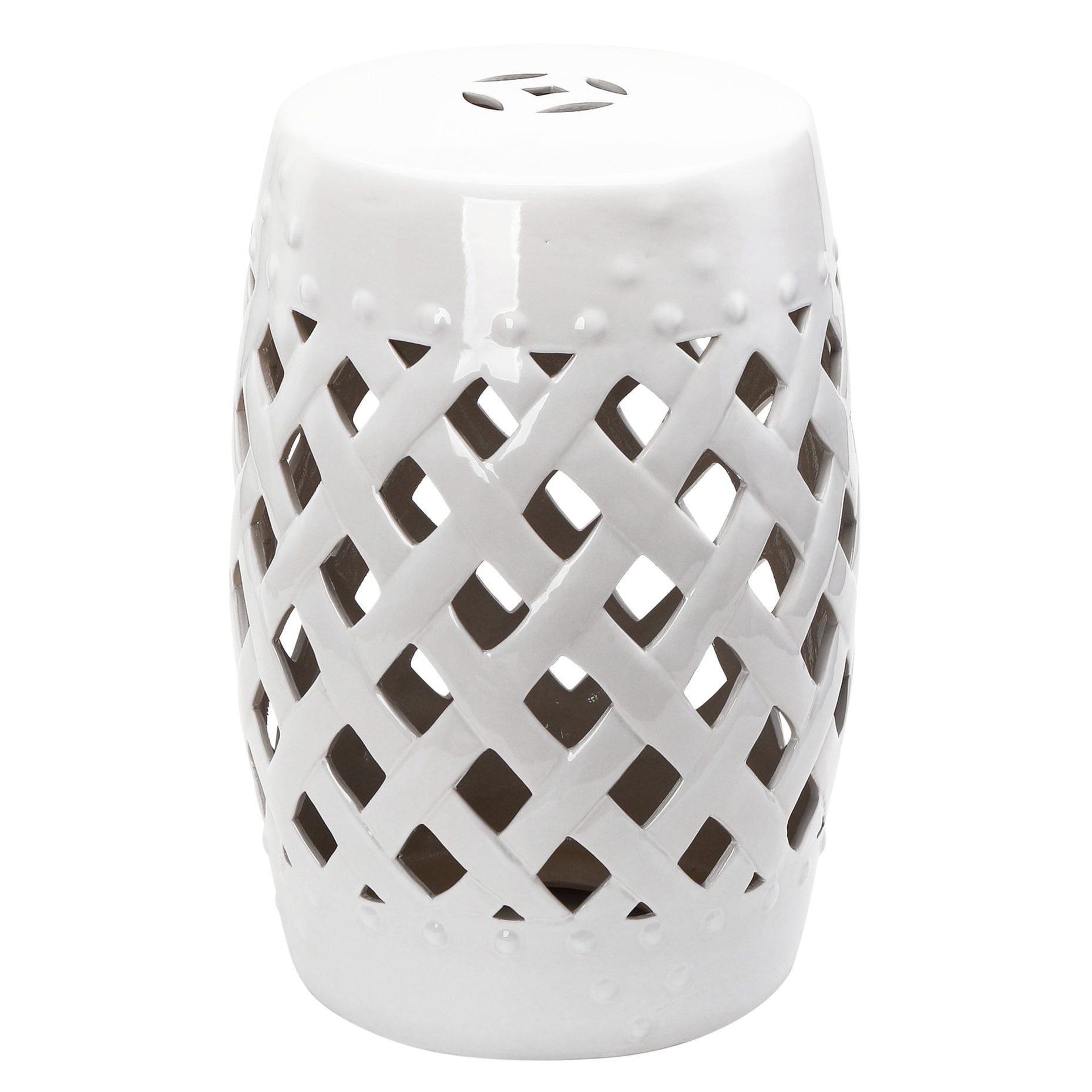 White Ceramic Garden Stool+Interwoven Lattice"-"Any Style Decoration ...