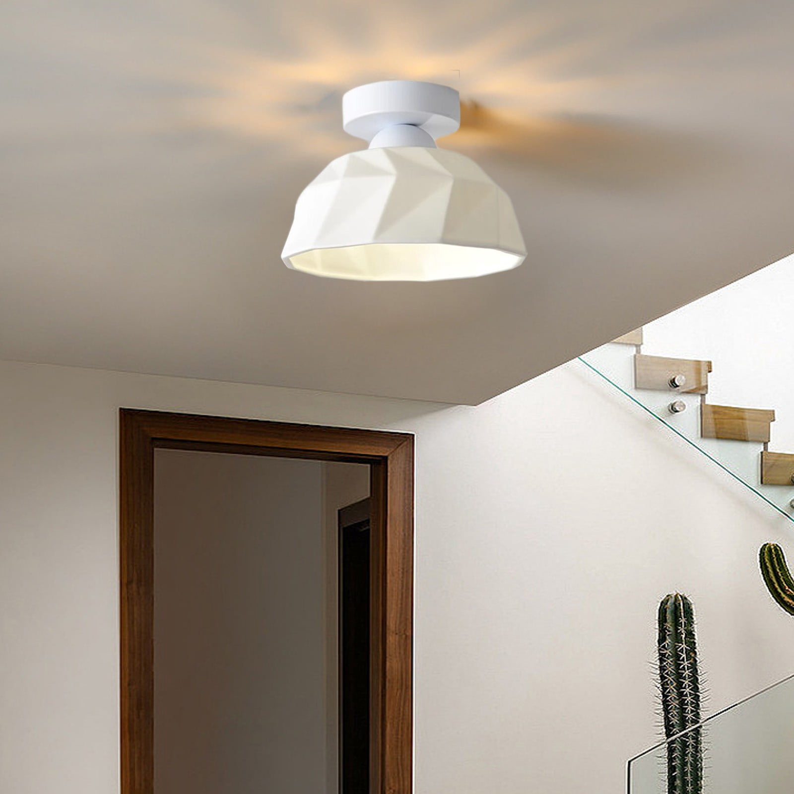 White Ceramic Hallway Light Indoor Balcony Ceiling Lamp Foyer Entrance ...