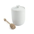 Thirstystone White Ceramic Honey Pot with Wood Dipper Stick Stoneware ...