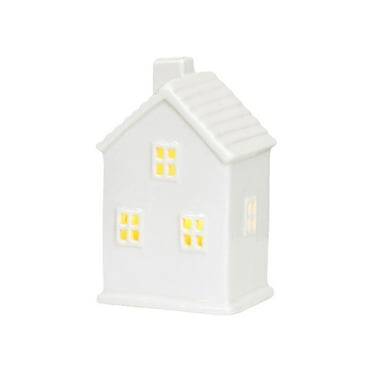 White Ceramic LED House | Christmas Village Light Up House Festive ...