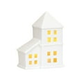 White Ceramic LED House | Christmas Village Light Up House Festive ...