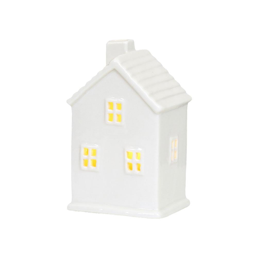 White Ceramic LED House | Christmas Village Light Up House Festive ...