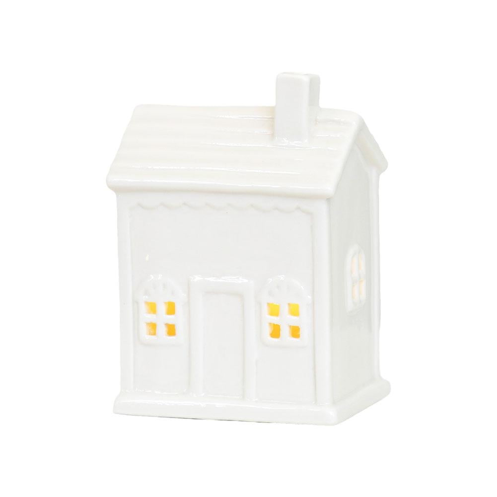 White Ceramic LED House | Christmas Village Light Up Ornament New House ...