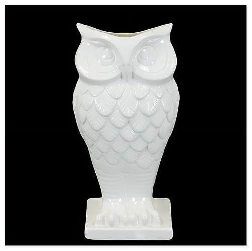 Ceramic Owl Vase on Base Gloss Finish White - Walmart.com