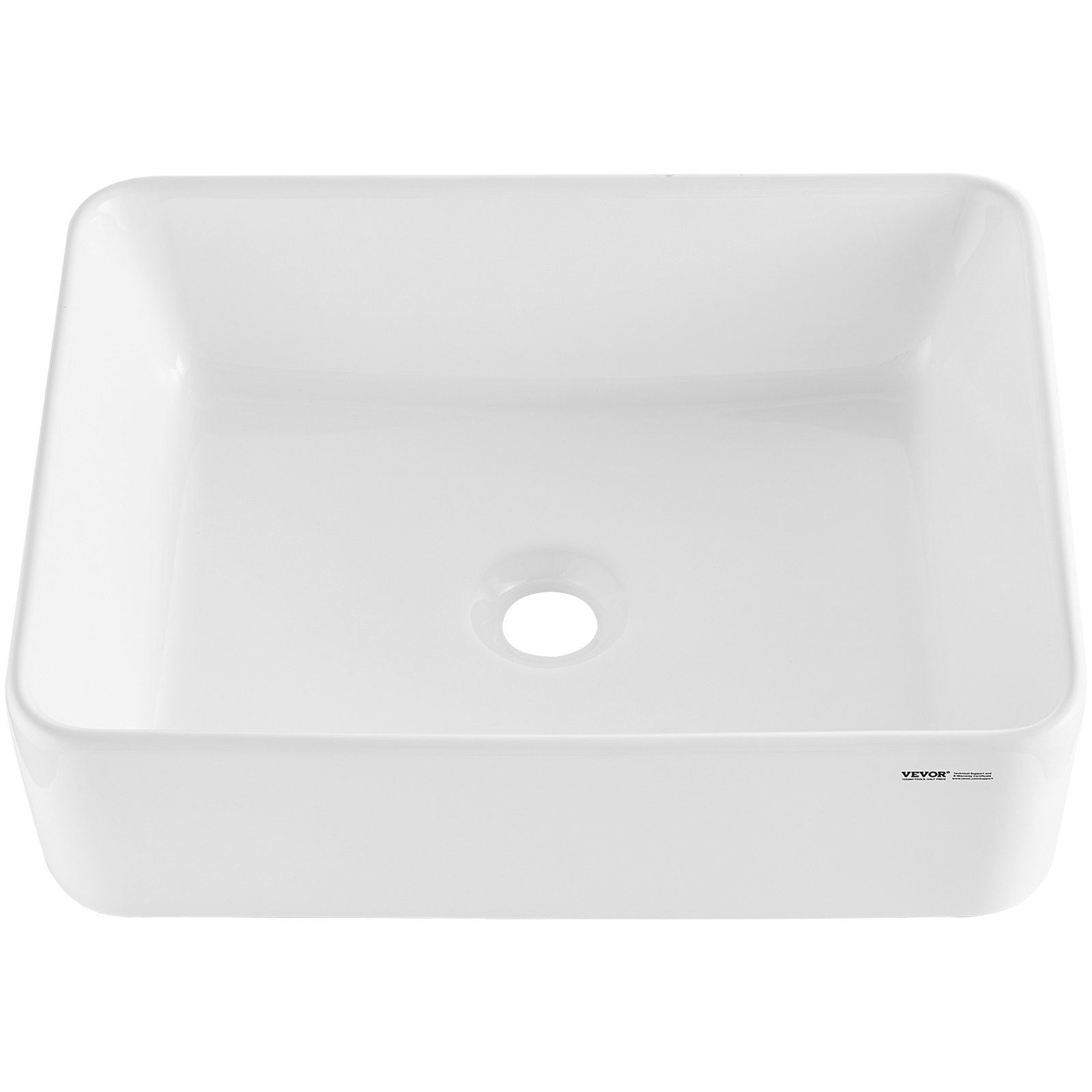 White Ceramic Rectangle Vessel Sink 19 x 14.7 Inch Modern Bathroom ...