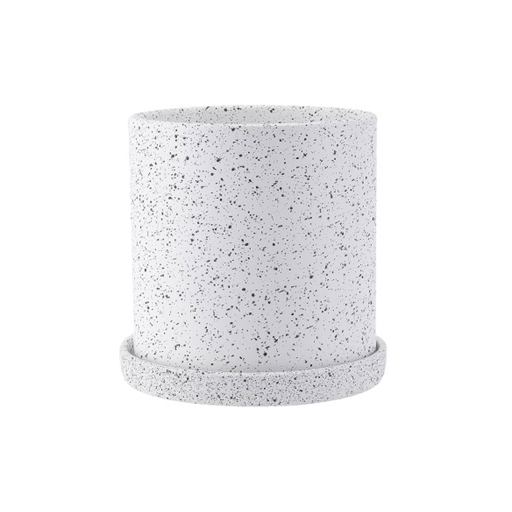 White Ceramic Speckled Flower Pots Planters with Drainage Hole and Tray ...