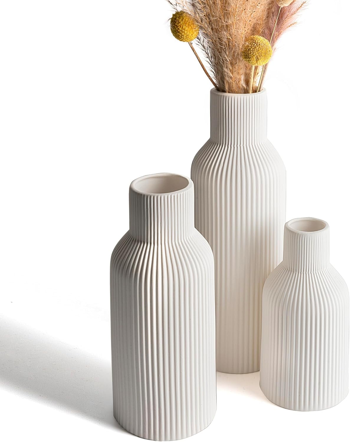 White Ceramic Vases,Farmhouse Decor, Home Decor, Pampas Grass Vases for ...