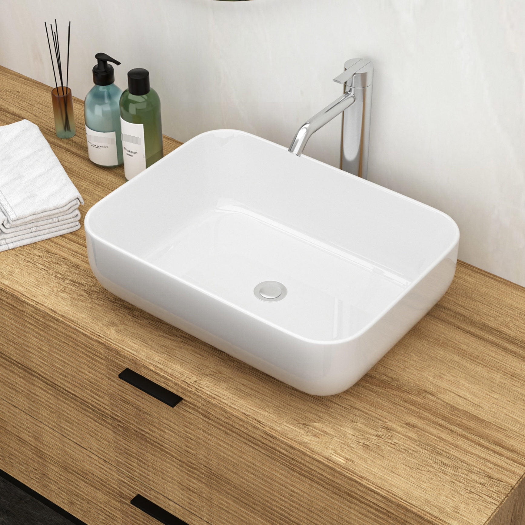 White Ceramic Vessel Sink - Acid and Stain Resistant - Home and ...