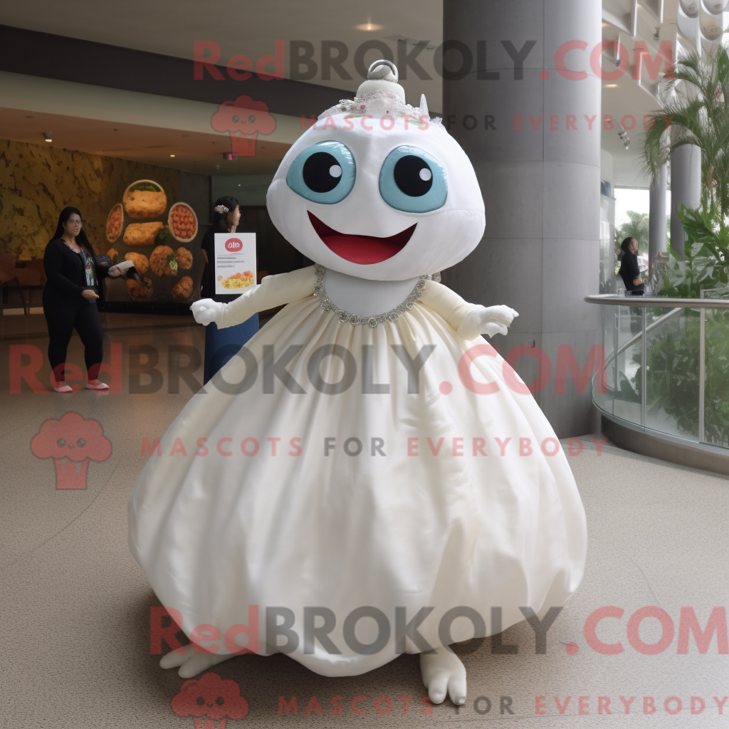 White Ceviche REDBROKOLY mascot costume character dressed with a Ball ...