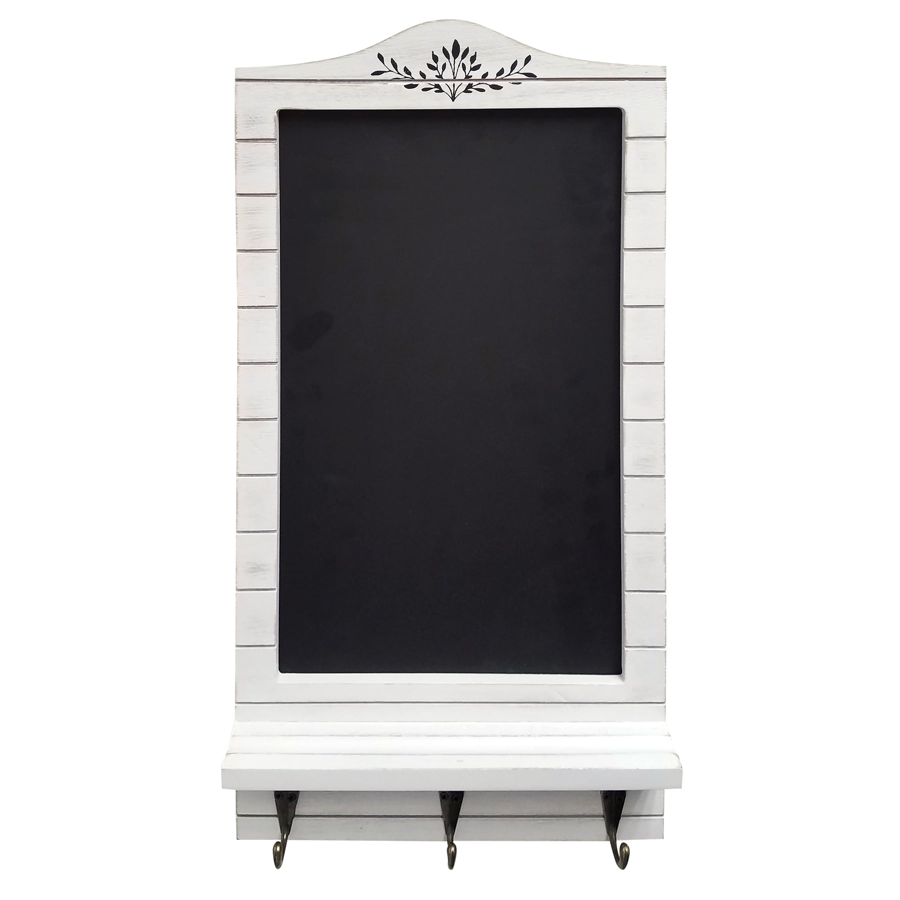 White Chalkboard with Ledge and Three Hooks, Distressed White - Walmart.com