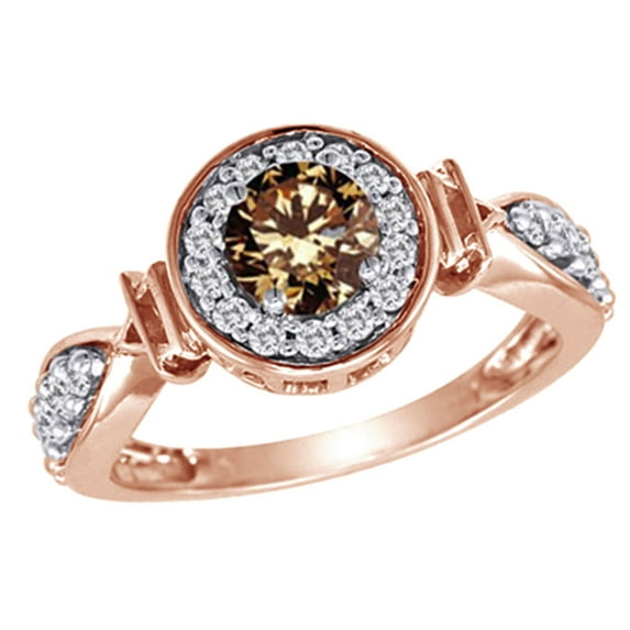 AFFY White & Champagne Natural Diamond Frame Fancy Engagement Ring in ...