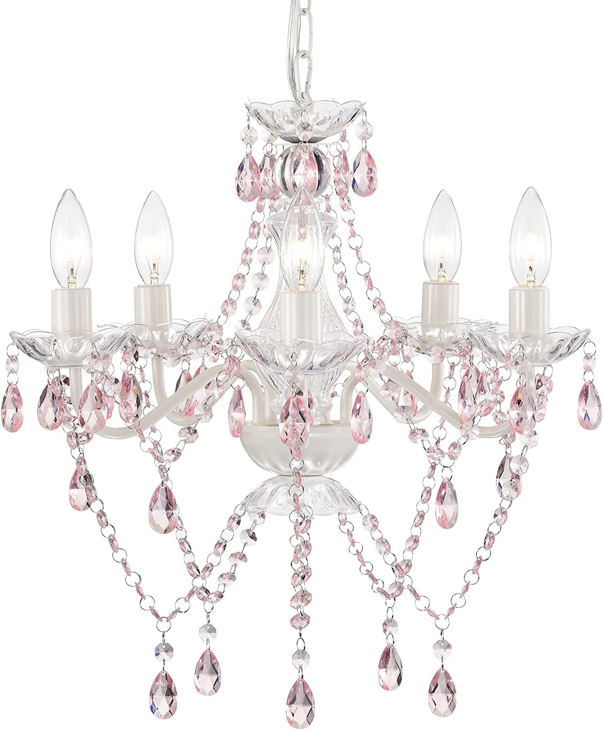 White Chandelier Crystal Chandeliers 5 Light White Acrylic Chandelier ...