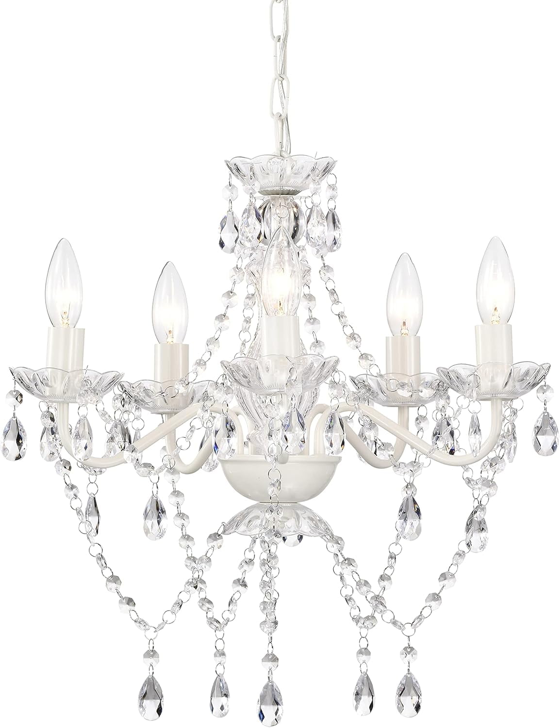 White Chandelier Crystal Chandeliers 5 Light White Acrylic Chandelier ...